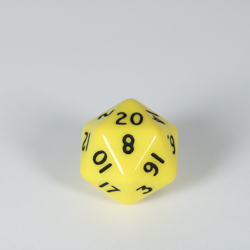 Opaque Yellow D20 Dice - Ivory Game Maker